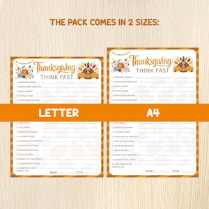 Thanksgiving Think Fast Game - Printable Thanksgiving Family Activity ...