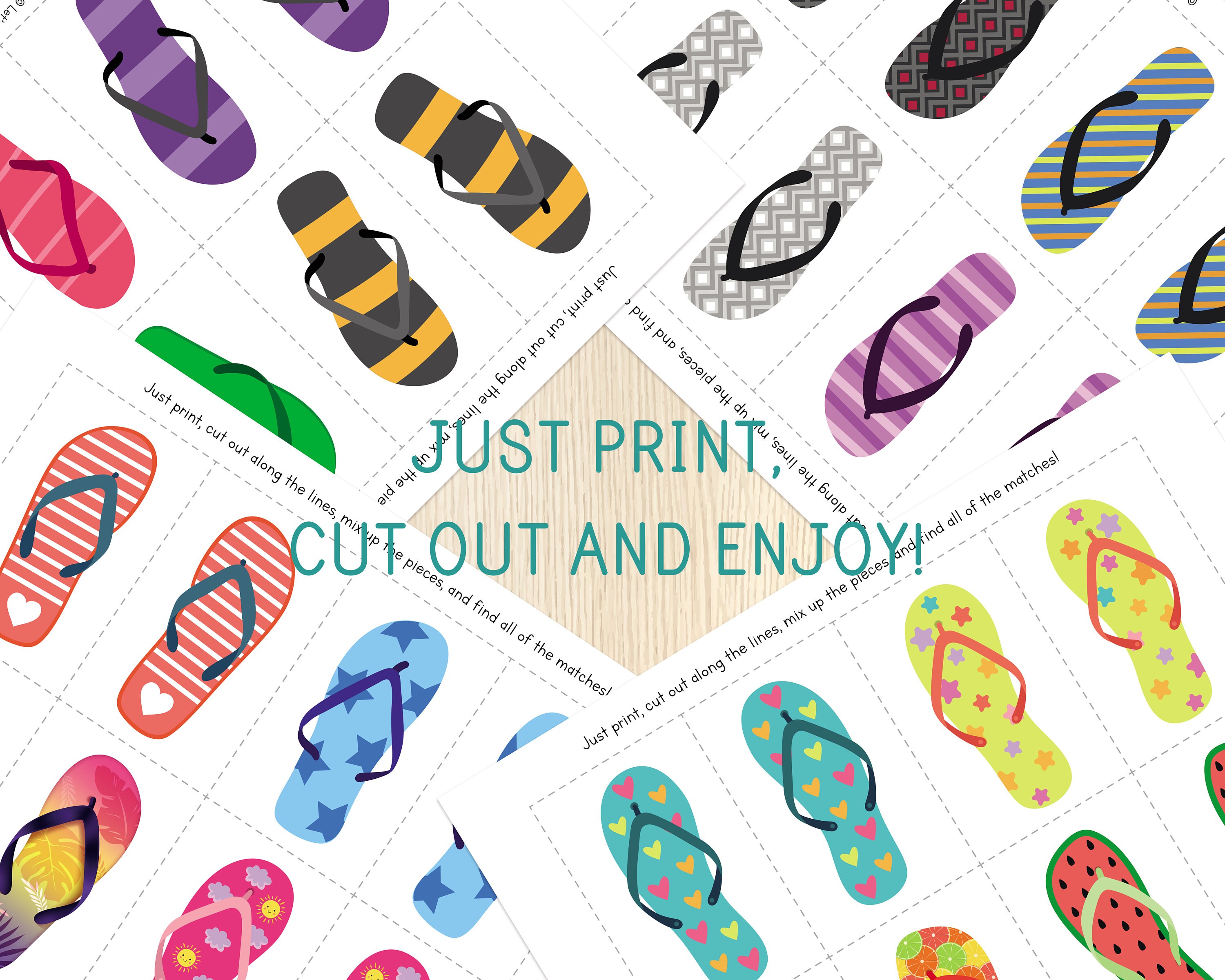 Summer Matching Game, Flip-flops Matching Activity, Toddler & Preschool ...