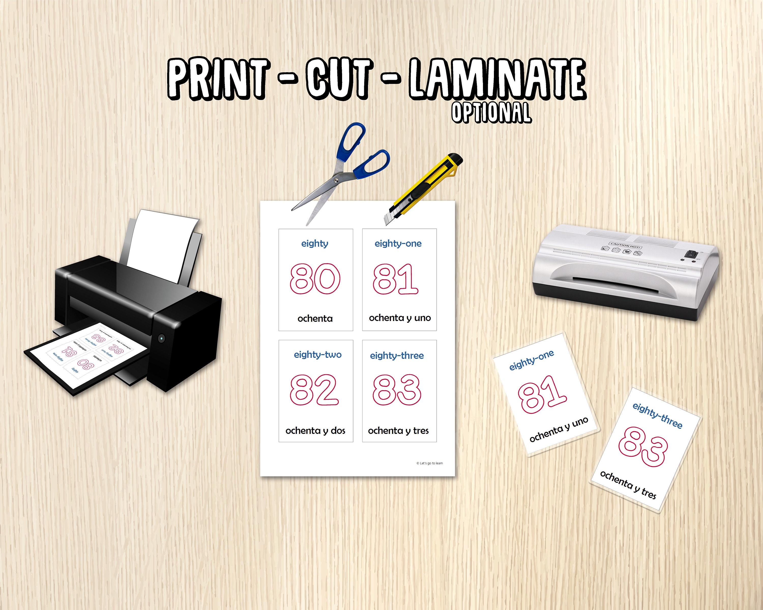 Number Flashcards in English-spanish Numbers 0-100 - Etsy