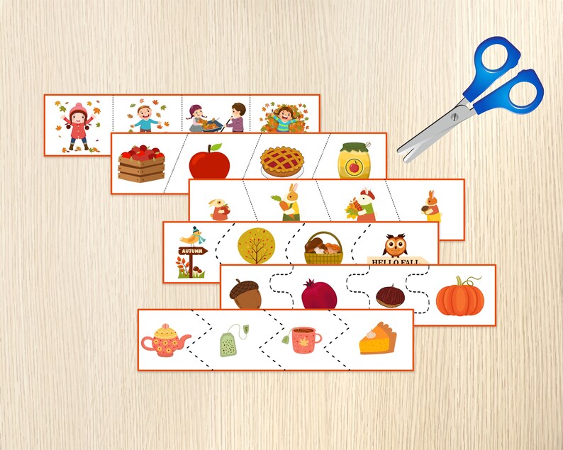 Autumn Cutting Practice Fall Scissor Strips Preschool - Etsy