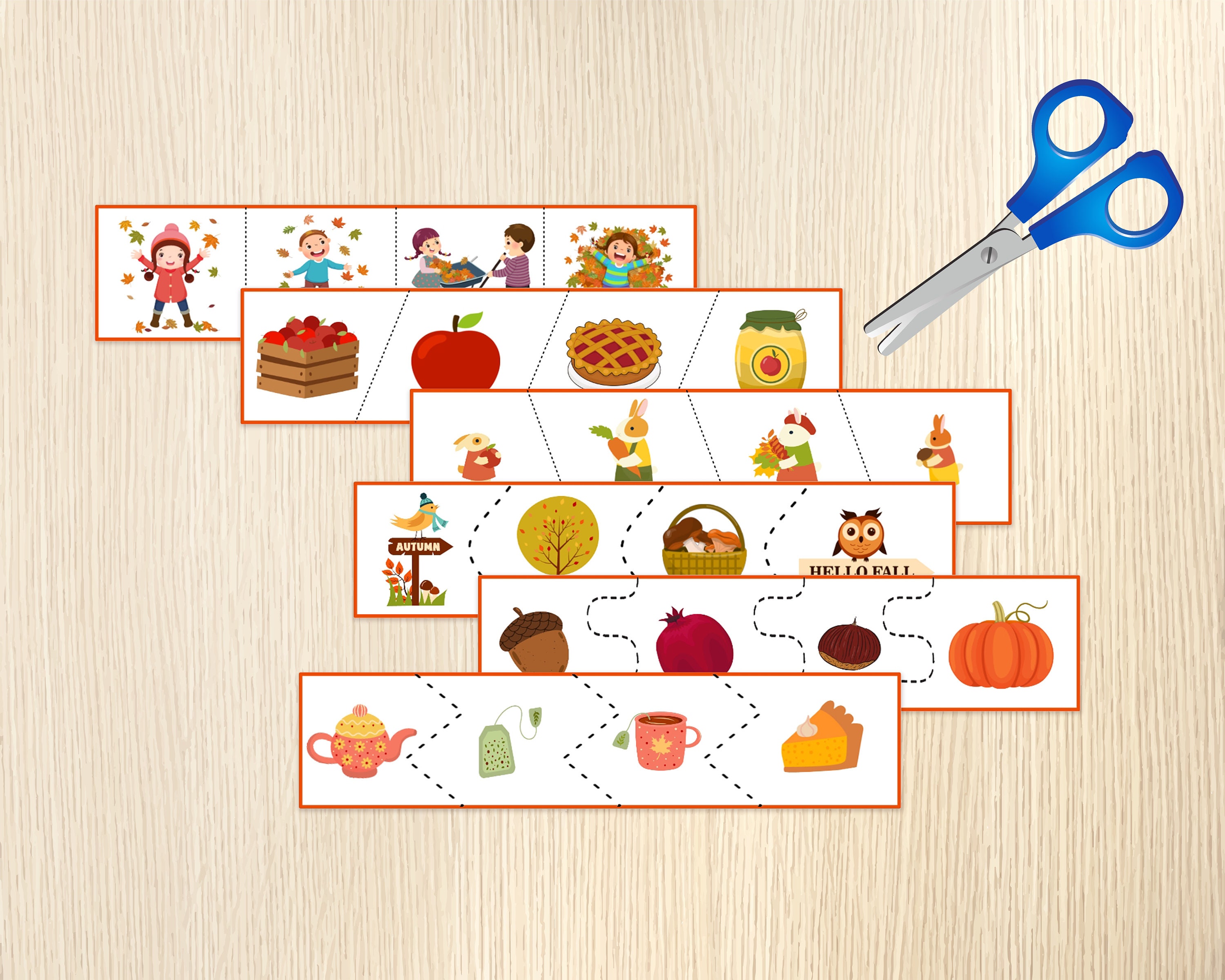 Autumn Cutting Practice, Fall Scissor Strips, Preschool Scissor Skills ...