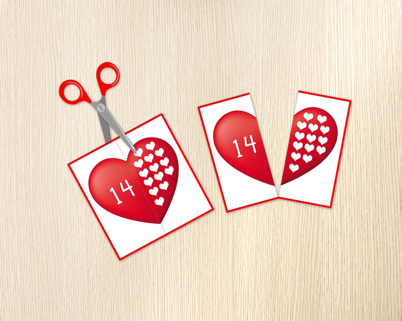 Numbers and Hearts Matching Game Numbers 1-20 - Etsy