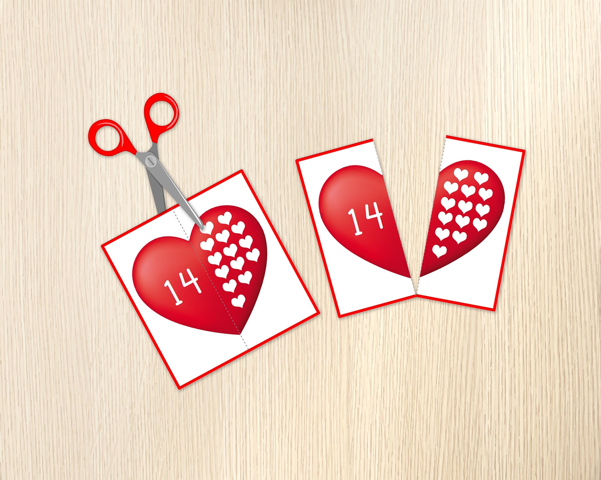 Numbers and Hearts Matching Game Numbers 1-20 - Etsy