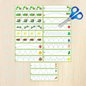 Hungry Caterpillar Cutting Practice Worksheets, Scissor Strips ...
