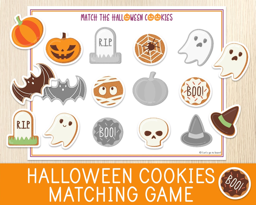 Halloween Cookies Matching Game, Toddler Activity, Preschool Halloween ...