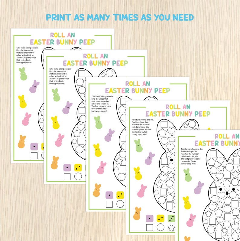 Easter Roll a Bunny Peep Game - Easter Party Activity - Number & Shape ...