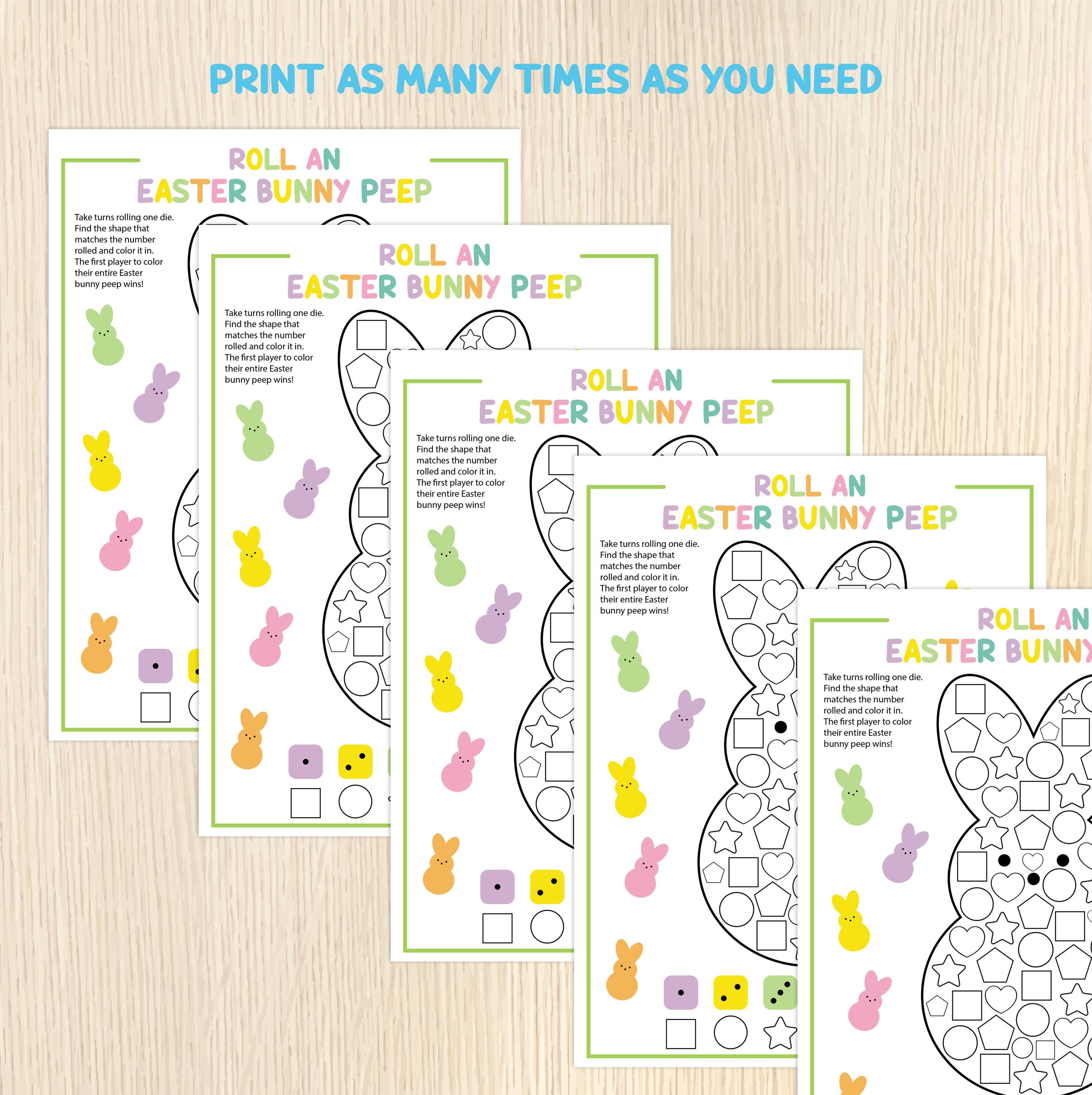 Easter Roll a Bunny Peep Game - Easter Party Activity - Number & Shape ...