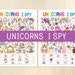 Unicorns I Spy Seek and Find Look and Find 2 Printable - Etsy