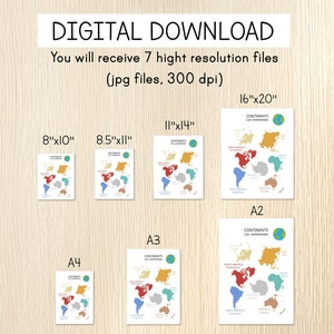 Continents Poster in English & Spanish, Bilingual Printable Poster ...