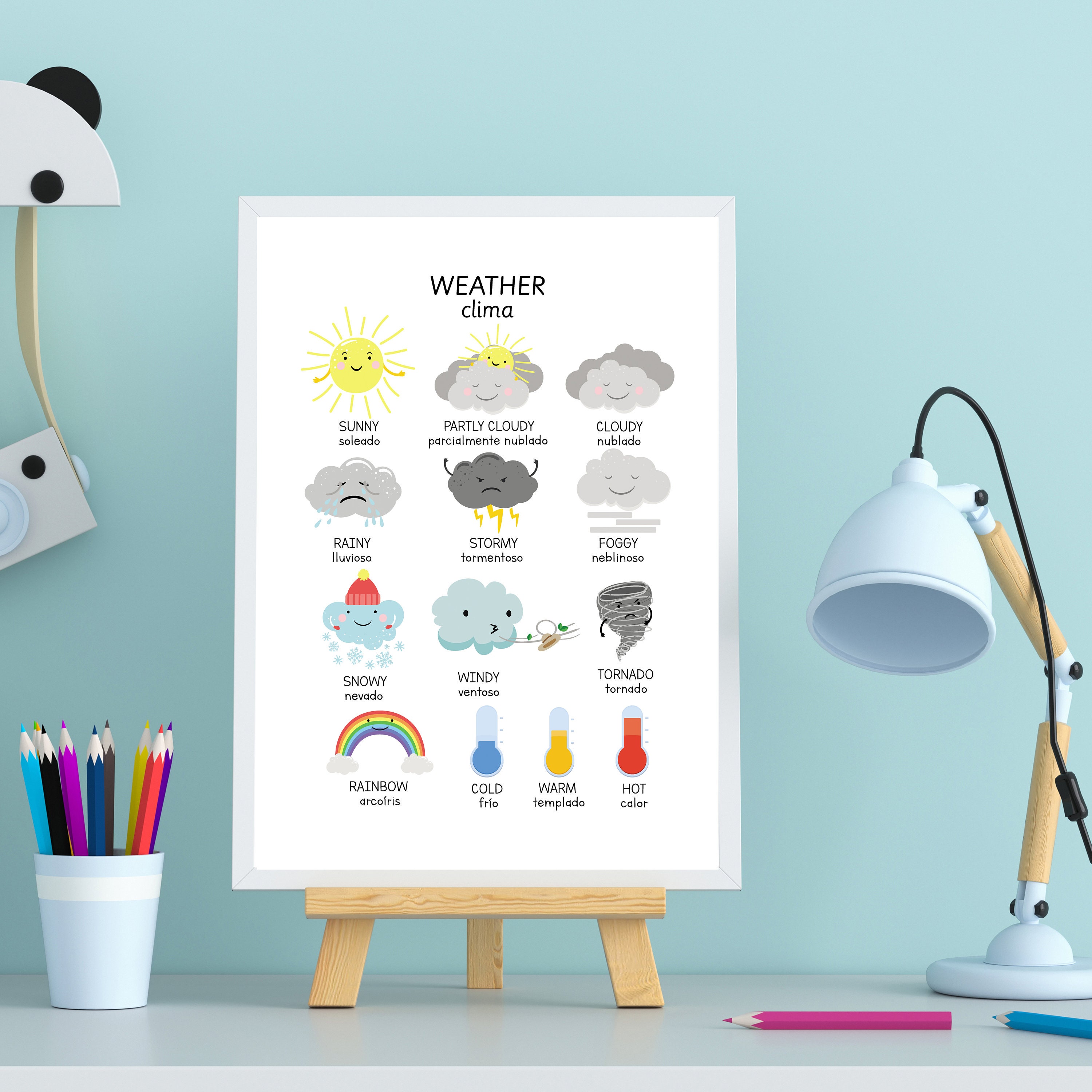 Weather Poster in English & Spanish - Bilingual Chart - Classroom and ...