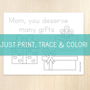 Mother's Day Tracing Activities, Trace & Color Worksheets, Greeting ...