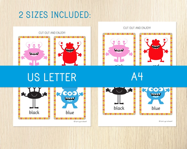 Color Flashcards Monsters Colors for Toddlers Learning - Etsy