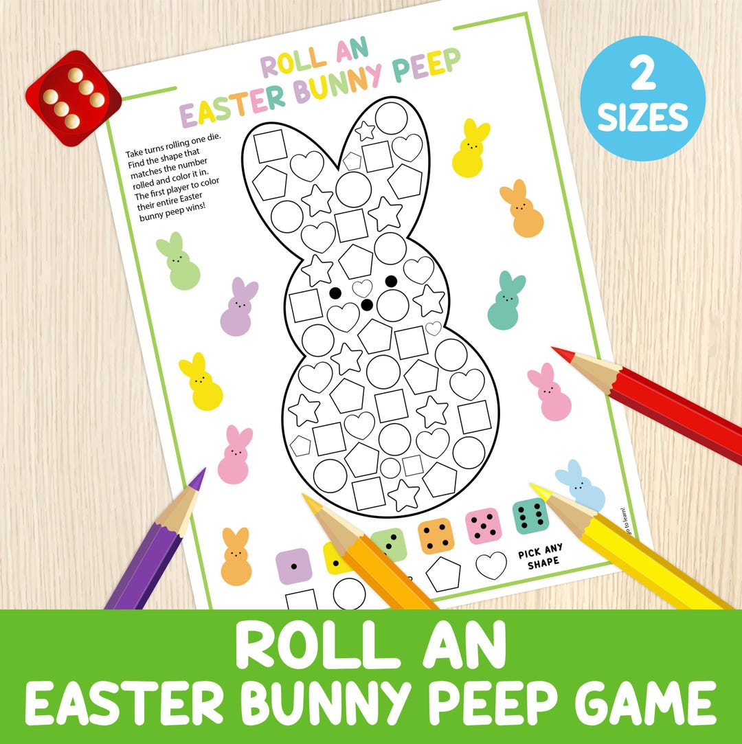 Easter Roll a Bunny Peep Game - Easter Party Activity - Number & Shape ...