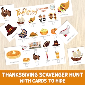 Thanksgiving Scavenger Hunt With Cards to Hide, Indoor Outdoor Treasure ...