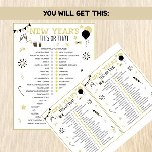 New Years This or That Game - Printable New Years Eve Game - New Years ...