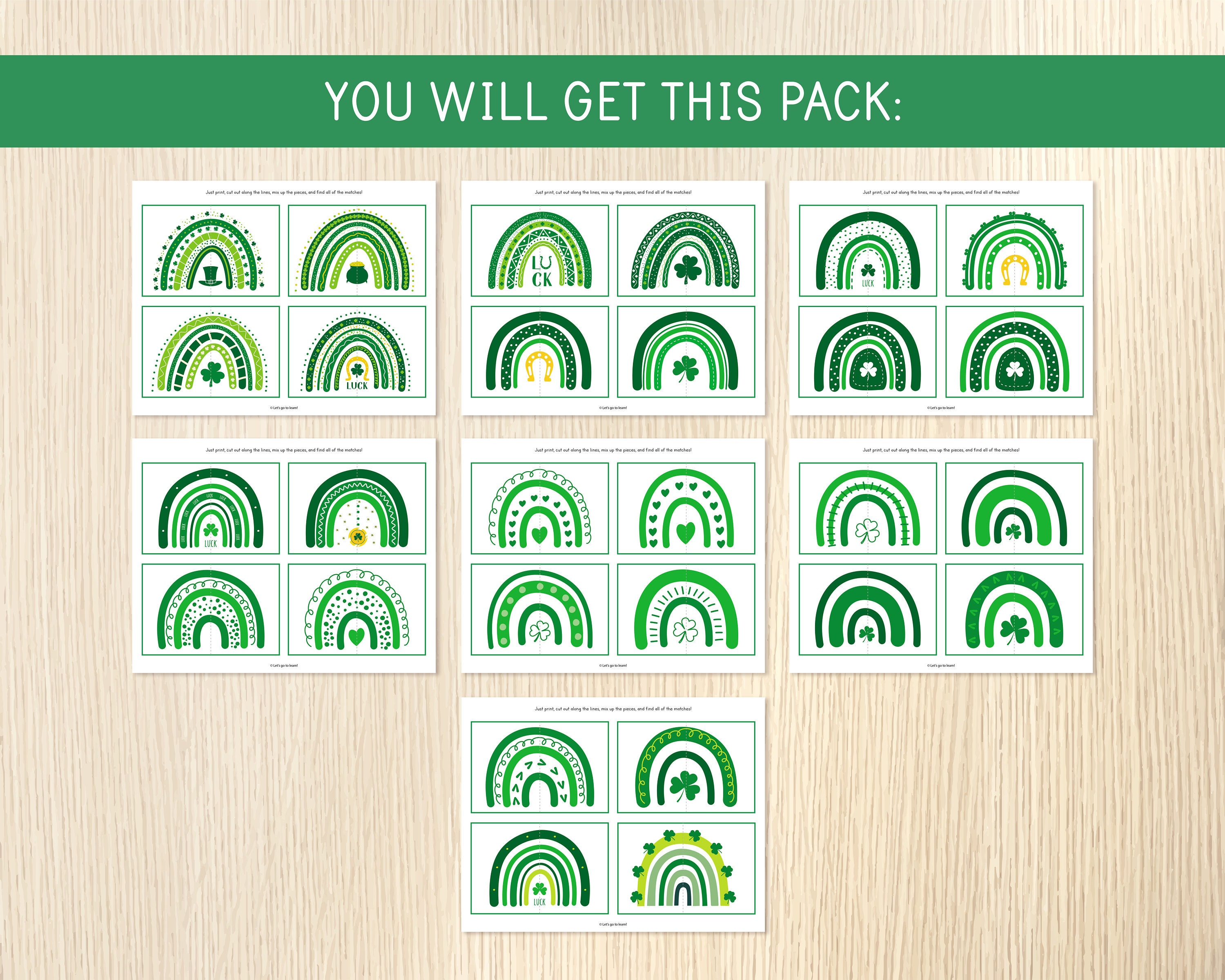 St. Patrick's Day Game, Rainbow Matching Activity, 28 Puzzles for ...