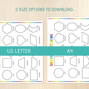 Shapes Matching Activity, Matching Game for Kids, Math Worksheet ...