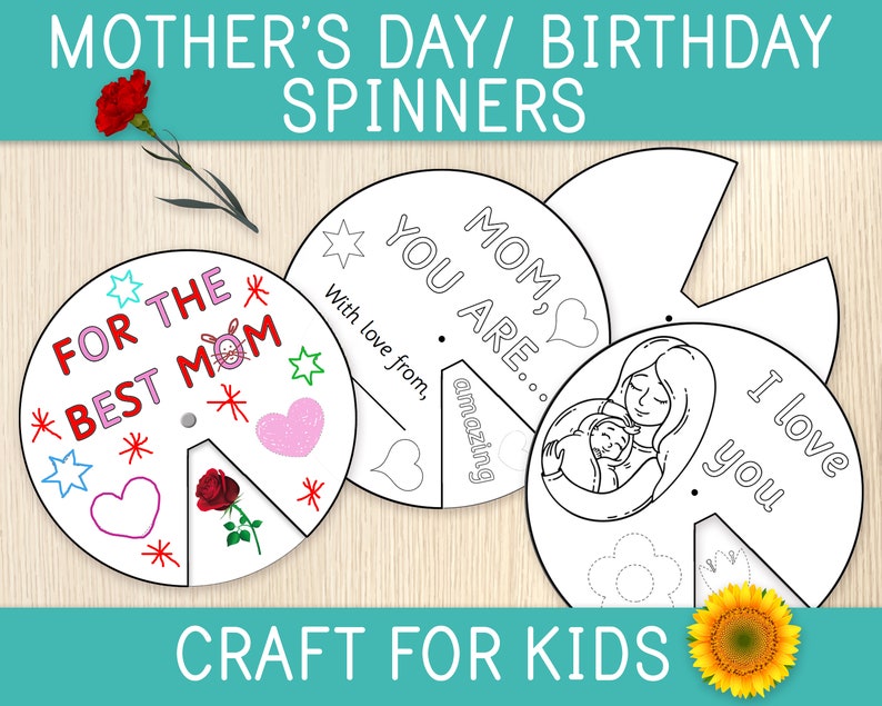 Mother's Day/ Birthday Gift, Spinner Wheels for Mum, Craft for Kids ...