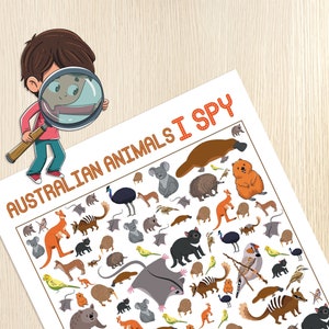 Australia I Spy Printable Games, Australian Animals, Party Game ...