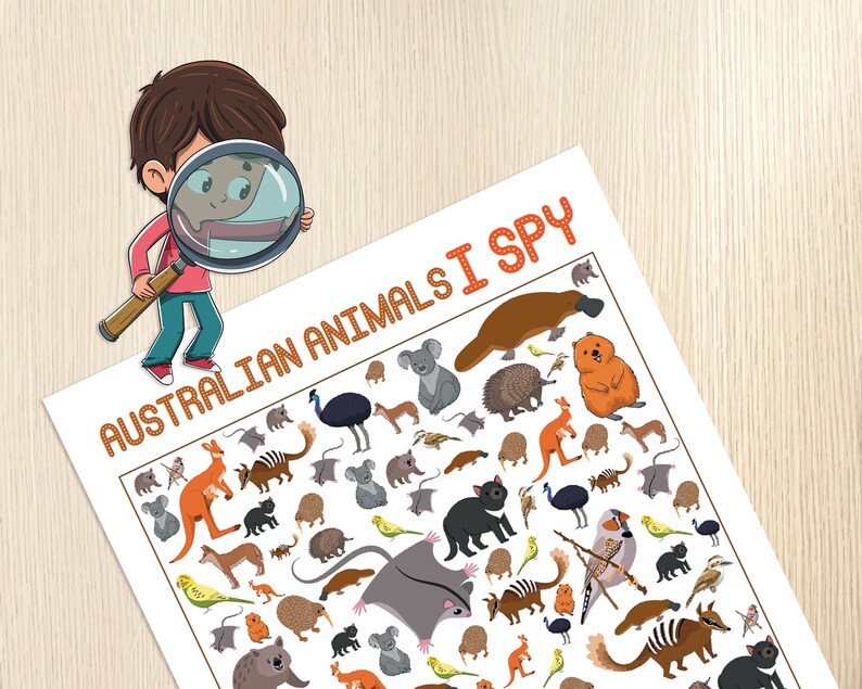 Australia I Spy Printable Games Australian Animals Party - Etsy