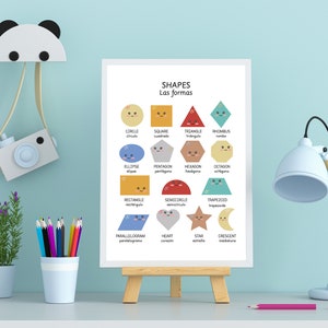Shapes Poster in English & Spanish, Bilingual Poster, Classroom and ...