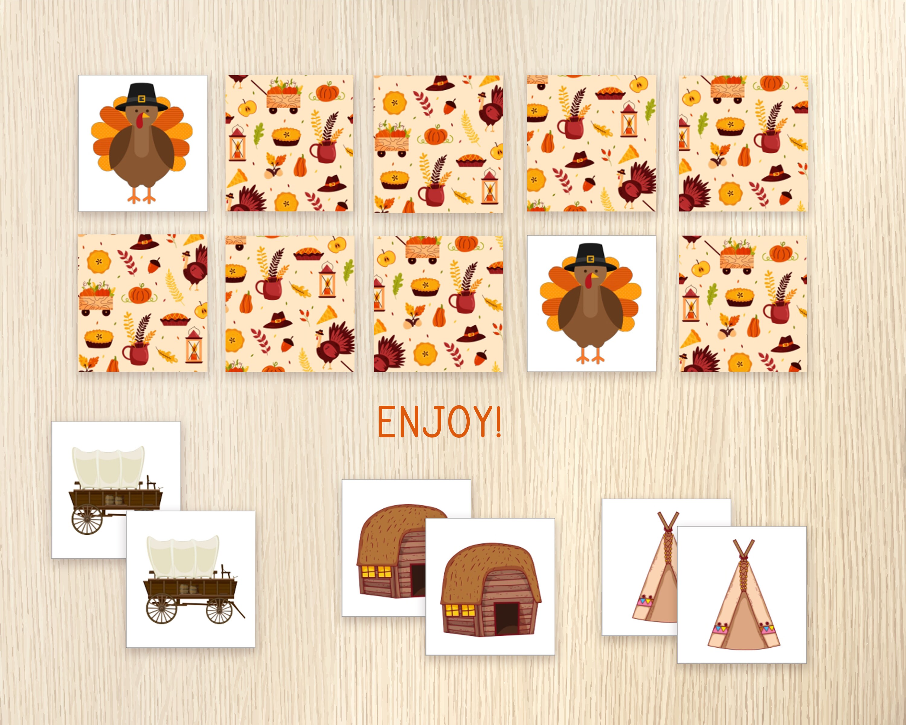Thanksgiving Memory Game, Printable Thanksgiving Matching Game ...