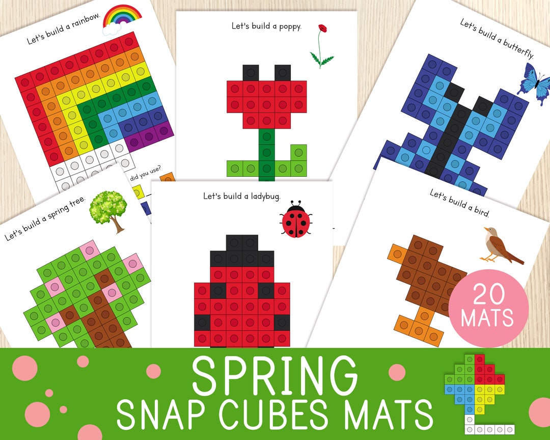 Spring Snap Cubes Mats, Connecting Cubes Task Cards, Preschool ...