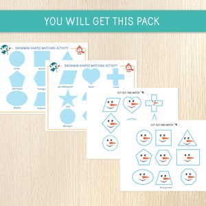Shapes Matching Activity, Snowman Shapes, Winter Worksheets, Busy Book ...
