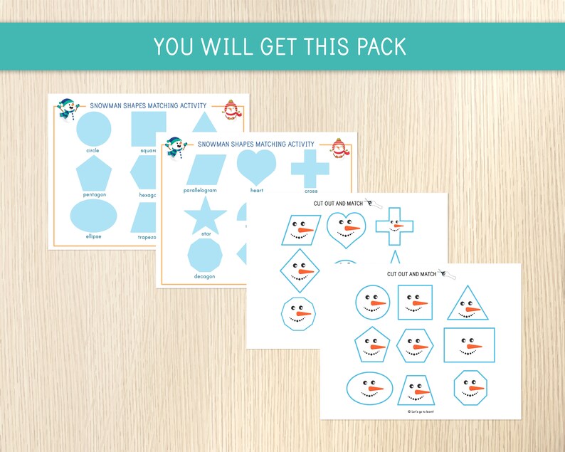 Shapes Matching Activity Snowman Shapes Winter Worksheets - Etsy