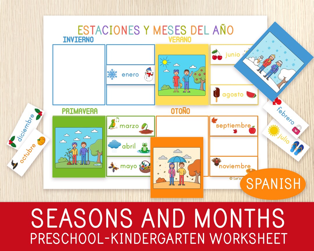 Month of the Year and Seasons in SPANISH, Preschool, Kindergarten, Busy ...