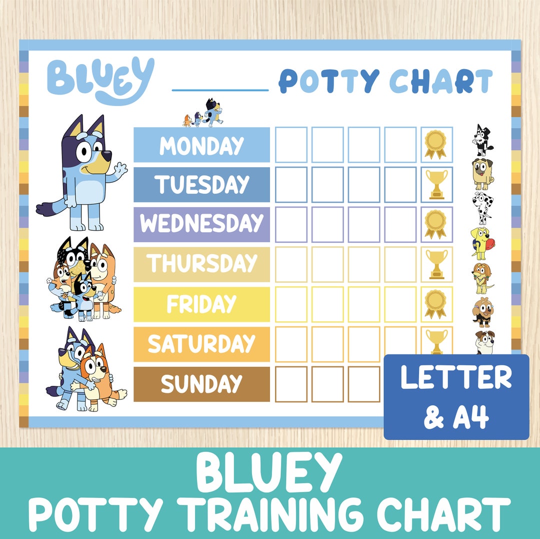 Bluey Potty Training Chart for Kids, Printable Reward Chart, Goals ...