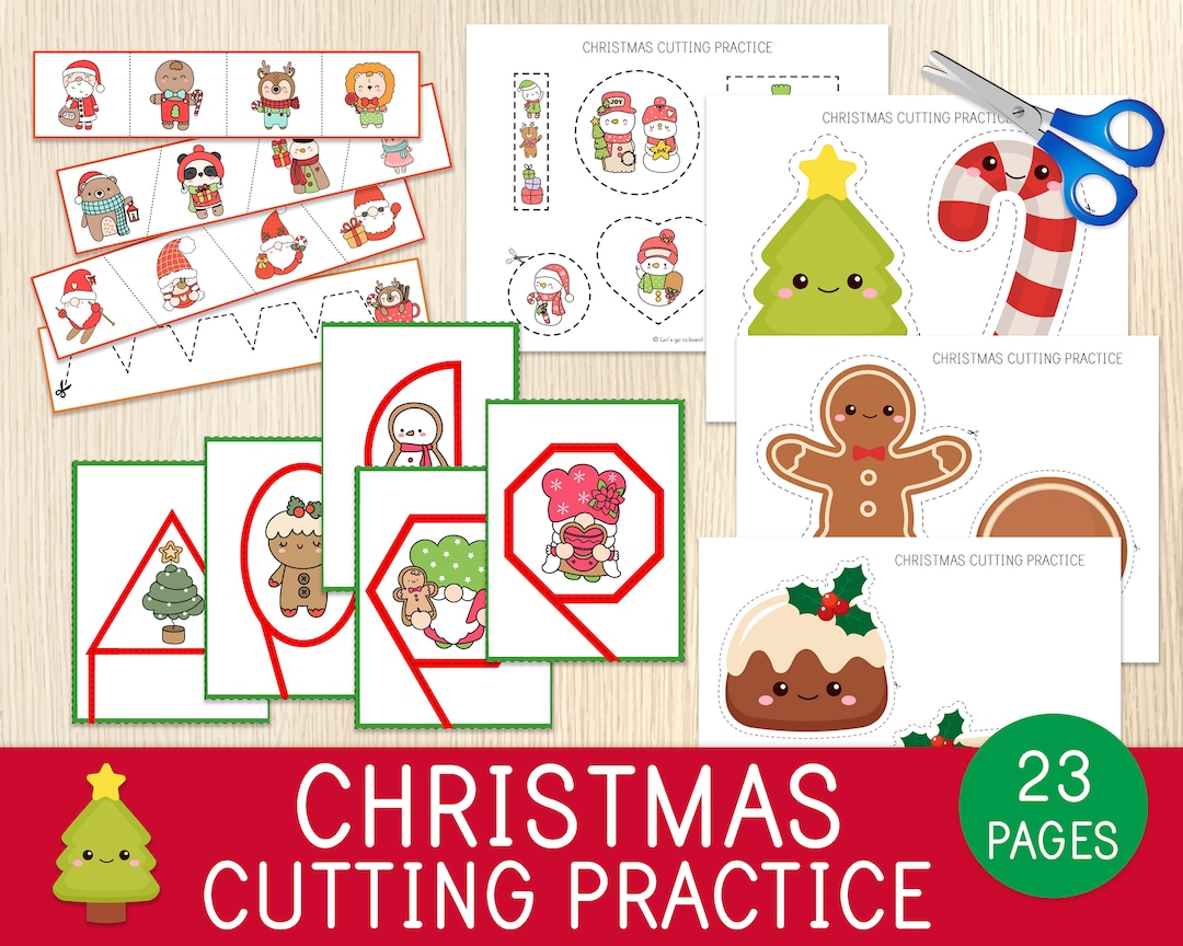 Christmas Cutting Practice - Preschool Scissor Strips Worksheets ...