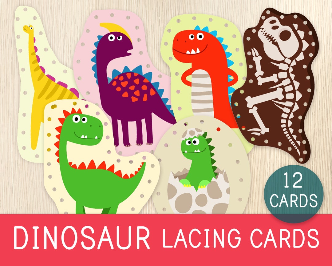 Dinosaur Printable Lacing Cards, Toddler, Preschool Activity, Fine ...