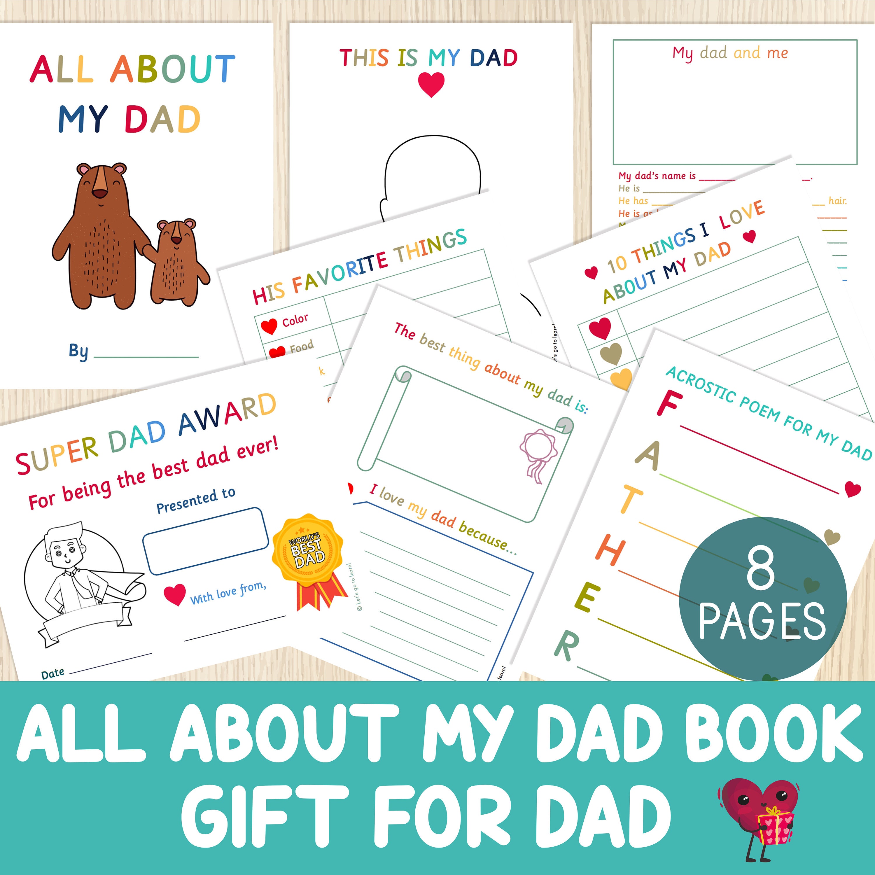 All About My Dad Book, Father's Day Gift, Birthday, Present for Dad ...