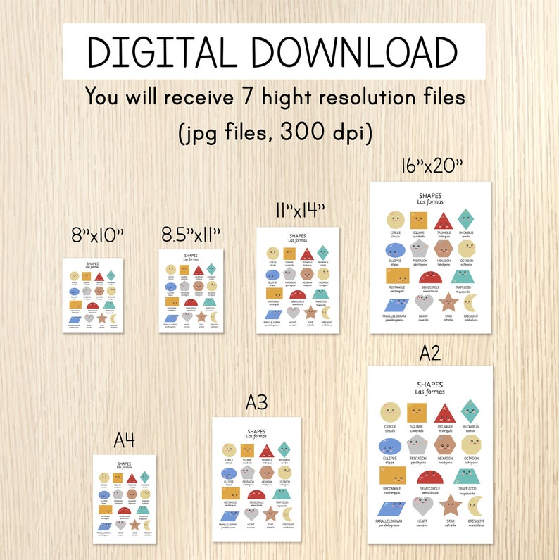 Shapes Poster in English & Spanish Bilingual Poster - Etsy