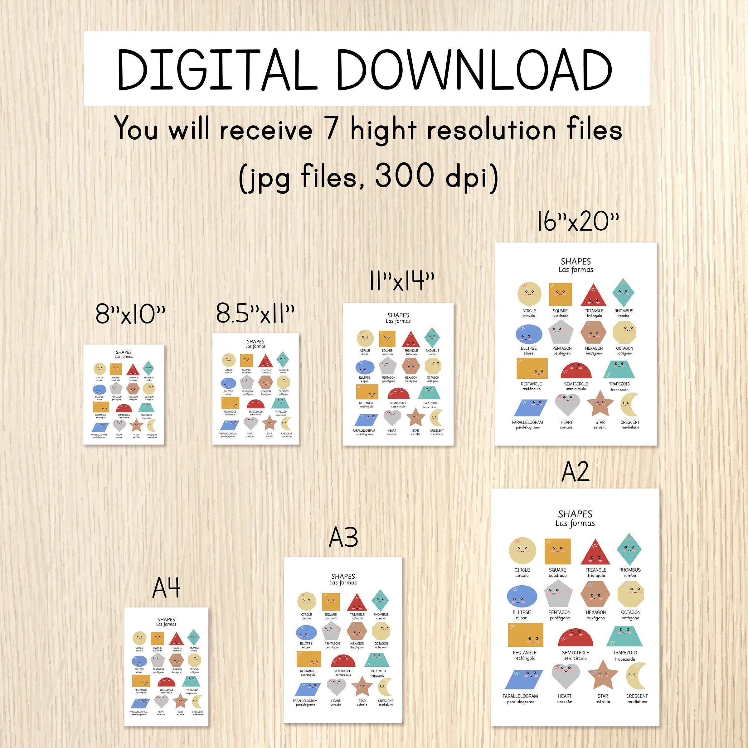 Shapes Poster in English & Spanish, Bilingual Poster, Classroom and ...