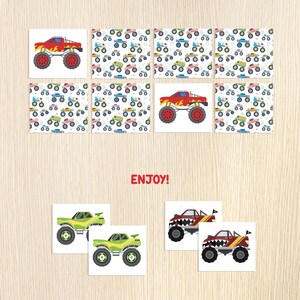 Monster Trucks Memory Game - Printable Matching Activity - Toddler ...
