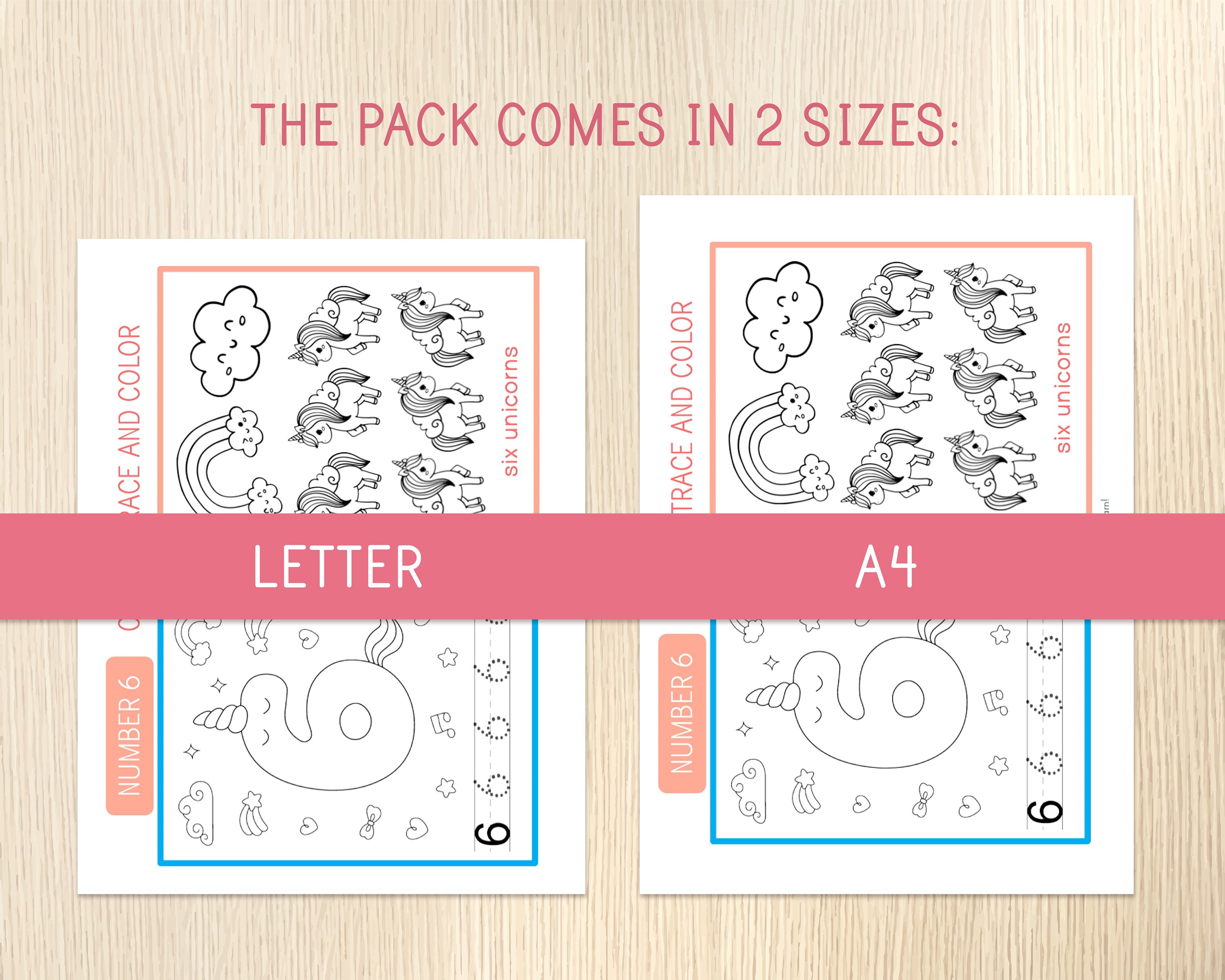 Numbers Worksheets - Unicorn Themed - Trace & Color - Preschool Math ...