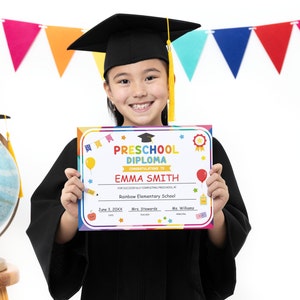 Preschool Graduation Certificate, Preschool Graduate Diploma, Printable ...