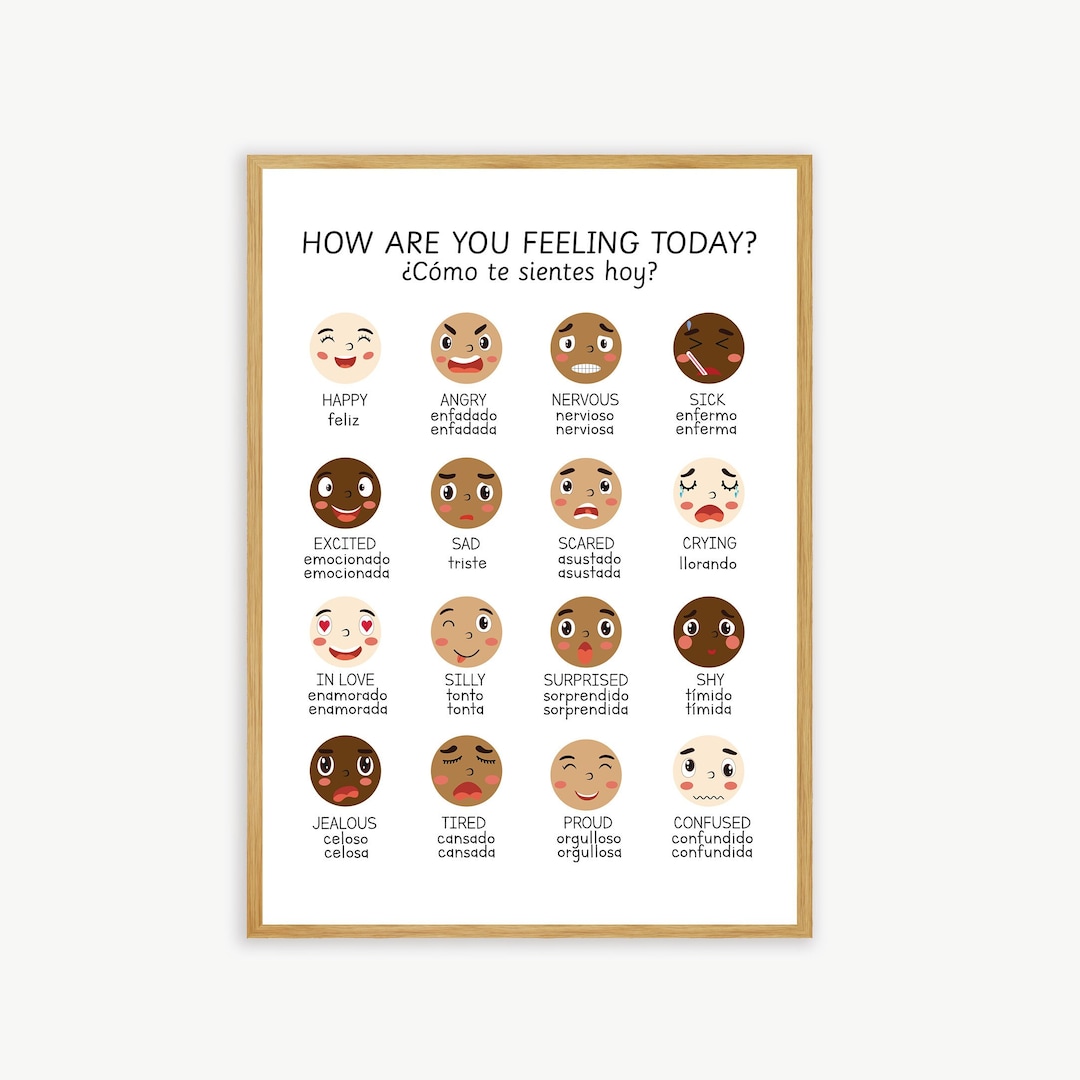 Feelings - Emotions Poster in English & Spanish, Bilingual Poster ...