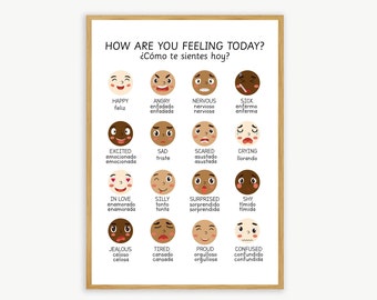 Emotions Poster English Spanish - Etsy