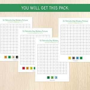 St. Patrick's Day Coloring Pages, 4 Mistery Pictures, Color by Number ...