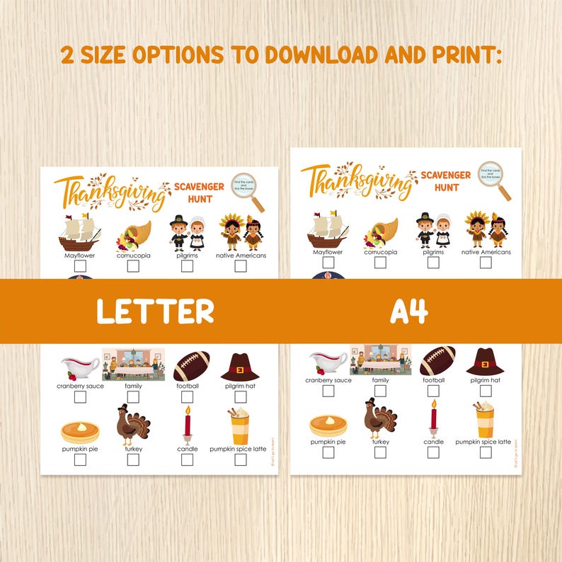 Thanksgiving Scavenger Hunt With Cards to Hide, Indoor Outdoor Treasure ...