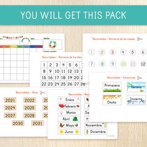 Perpetual Calendar for Kids in SPANISH, Circle Time, Busy Book or ...