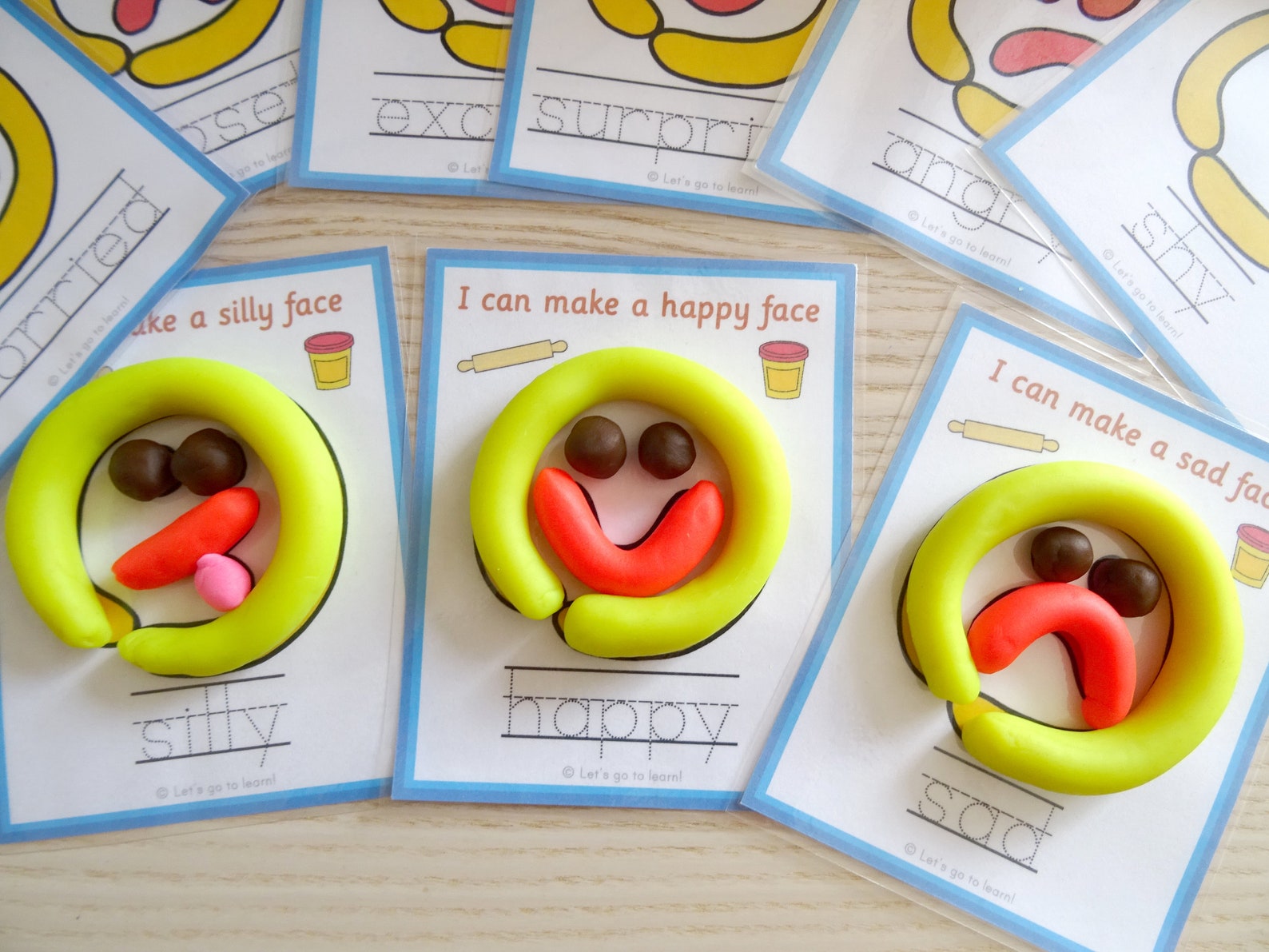 Feelings Playdough Mats Emotions Cards Play Doh Mats Visual | Etsy