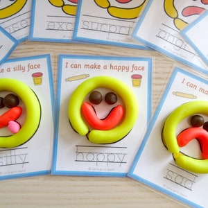 Feelings Playdough Mats, Emotions Cards, Play Doh Mats Visual Cards ...