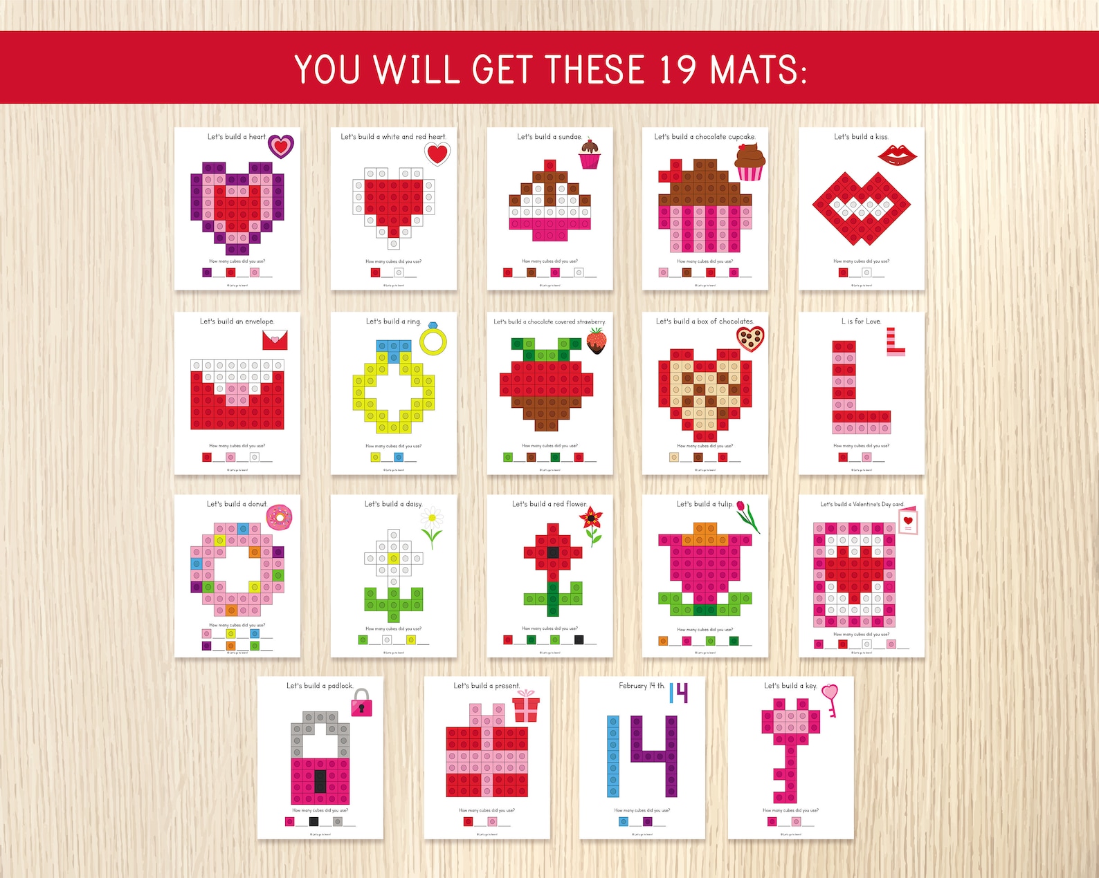 Valentine's Day Snap Cubes Mats - Connecting Cubes Task Cards ...