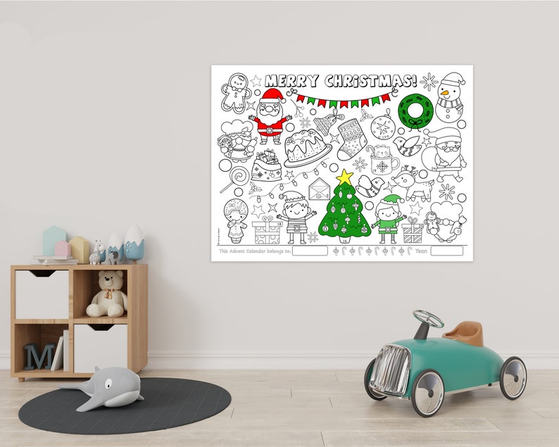 Advent Calendar for Kids Giant Coloring Poster Countdown to | Etsy