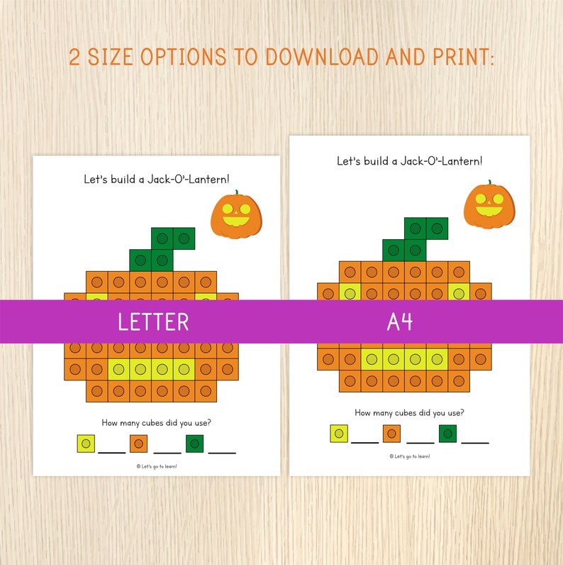 Halloween Snap Cubes Mats, Connecting Cubes Task Cards, Preschool ...
