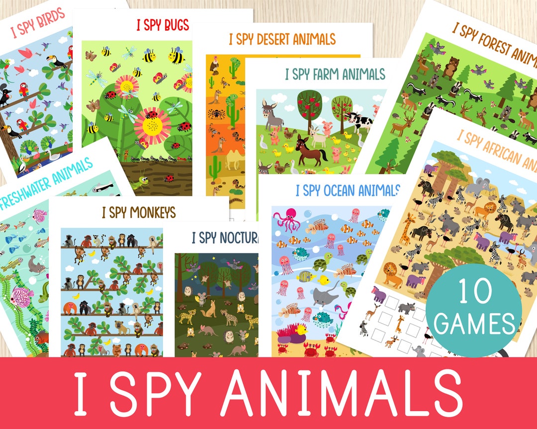 I Spy Animals, 10 Seek and Find Games, Counting Activity, Toddler ...